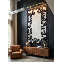 KADIMA DESIGN Flachwebteppich Waschbar PIZOL, im Patchwork-Stil, Schwarz, 80 x 250 cm