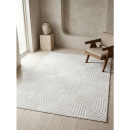 KADIMA DESIGN Teppich Kurzflor ILLER in Creme, mit 3D-Design, aus Jute, 280 x 370 cm