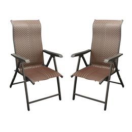 DEGAMO Klappsessel ANTIBES Hochlehner, Metall + Polyrattan braun, klappbar, 2 St&uuml;ck
