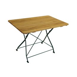 DEGAMO Klapptisch BAD T&Ouml;LZ 70x110cm rechteckig, Flachstahl gr&uuml;n + Robinie