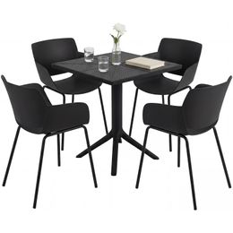 CLP Gartenm&ouml;bel-Set wetterfest Norva, mit 4 St&uuml;hlen im Lounge-Design und quadratischem Tisch, 5-tlg. Sitzgruppe f&uuml;r Garten, Terrasse & Balkon