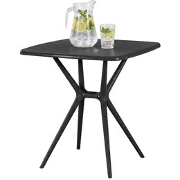 CLP Gartentisch wetterfest stabil Becky, Bistrotisch eckig 72x72 cm, Balkontisch Polypropylen UV-best&auml;ndig winterfest, Innen- und Au&szlig;enbereich