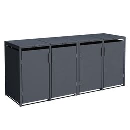 M&uuml;lltonnenbox M&Uuml;NCHEN 264x80x116cm f&uuml;r 4x Tonnen 120 und 240 Liter, Stahl anthrazit