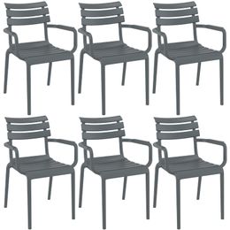 CLP 6er Set Gartenst&uuml;hle mit Armlehnen Paris , wetterfeste Kunststoffst&uuml;hle stapelbar, Outdoorstuhl UV-best&auml;ndig bis 160 kg belastbar