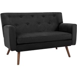CLP Sofa 2-Sitzer mit Cordbezug Kioni, Couch bequem f&uuml;r Wohnzimmer, komfortabel gepolstert, bis 240 kg belastbar, Beine aus Kautschukholz