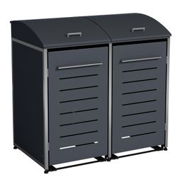 DEGAMO M&uuml;lltonnenbox KIEL 139x83x136cm f&uuml;r 2x Tonne 120 und 240 Liter, Stahl anthrazit + Edelstahl