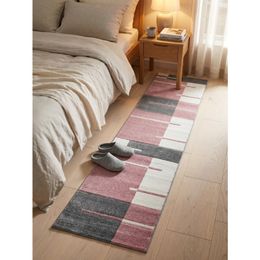 KADIMA DESIGN Kurzflorteppich LATEMAR, kariert, Rosa, 80 x 300 cm