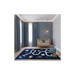 KADIMA DESIGN Spielteppich TRAUN in Marineblau, mit Weltraum-Motiv, 120 x 170 cm