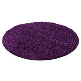 KADIMA DESIGN Teppich Hochflor RHEIN in Violett, einfarbig, &Oslash; 160 cm
