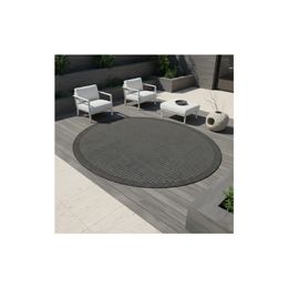 KADIMA DESIGN Teppich Outdoor DAFNE in Schwarz, einfarbig, &Oslash; 120 cm