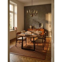 Esstisch Massivholz Metall Trapezgestell Baumkante Rechteckig, Akazie 120x60x76 cm