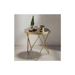 KADIMA DESIGN Eleganter Beistelltisch: Kupfer und Glas, V-f&ouml;rmige Beine, filigranes 70er-Jahre Design, pflegeleicht.