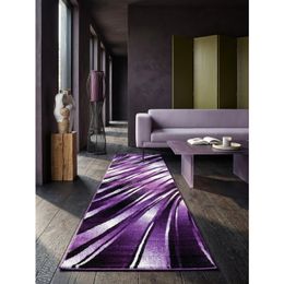 KADIMA DESIGN Kurzflorteppich DRAU, mit abstraktem Wellenmuster, Violett, 80 x 300 cm