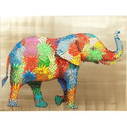 KARE DESIGN Leinwandbild "Flower Elefant 50x40cm", B/H/T: 50cm x 40cm x 3,5cm, Querformat, bunt, Wohnzimmer, Bilder