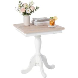 CLP Beistelltisch Holz quadratisch Lorne, Couchtisch mit Mindiholz-Platte und geschwungenen Shabby Chic Beinen, Sofatisch im Landhausstil