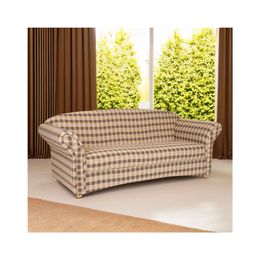 3-Sitzer Sofa Loretta, ca. 204 x 83 x 85 cm &ndash; kariert & Braun
