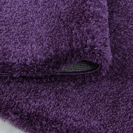 KADIMA DESIGN Hochflorteppich SALZACH, einfarbig, Violett, &Oslash; 200 cm