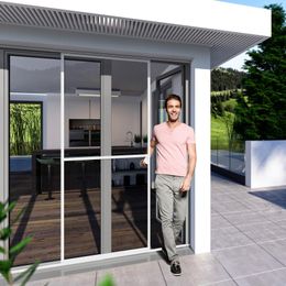 Windhager Insektenschutz-Schiebet&uuml;r "Expert, Fliegengitter f&uuml;r gro&szlig;e doppelfl&uuml;gige Terrassent&uuml;ren", B/H: 120cm x 240cm, wei&szlig;, Insektenschutzgitter,
