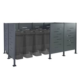 M&uuml;lltonnen-Zaun MCW-J55, M&uuml;lltonnenverkleidung M&uuml;lltonnenaufbewahrung, 151x326x166 Metall ~ anthrazit