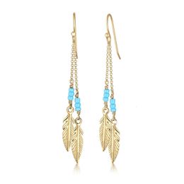Elli Damen Paar Ohrh&auml;nger "Ohrh&auml;nger lang Feder 925 Sterling Silber vergoldet", onesize, ohne Stein, Silber 925 (Sterlingsilber), gold, Silber 925