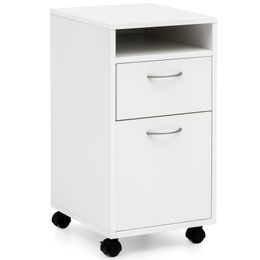 FineBuy Rollcontainer 33x63x38cm Schreibtischcontainer Rollen B&uuml;rocontainer Holz