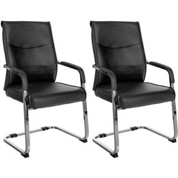 CLP Esszimmerst&uuml;hle 2er Set ergonomisch Hobart, Freischwinger mit Armlehnen gepolstert, Metallgestelle stabil, Konferenzst&uuml;hle modern