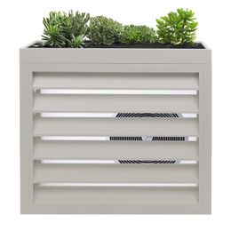 Verkleidung f&uuml;r Klimaanlage/W&auml;rmepumpe MCW-O43, Abdeckung Schutzgitter Pflanzkasten, Metall 80x90x38cm ~ grau-wei&szlig;