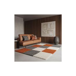 KADIMA DESIGN Teppich Hochflor RHEIN in Terrakotta, kariert, 80 x 150 cm