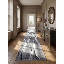 KADIMA DESIGN Teppich Kurzflor DRAU in Schwarz, mit Farbverlauf, 80 x 300 cm
