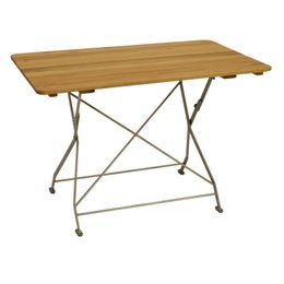 DEGAMO Klapptisch BAD T&Ouml;LZ 70x110cm rechteckig, Flachstahl verzinkt + Robinie