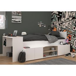 Parisot Halbhohes Hochbett "Cleo 1" Jackson-Eiche / Wei&szlig;