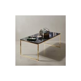 KADIMA DESIGN RIVA Couchtisch, Metall und Holz, filigrane Beine, schwarze Tischplatte, 120x45x60 cm.