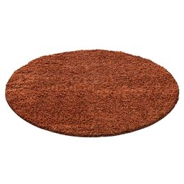 KADIMA DESIGN Hochflorteppich RHEIN, einfarbig, Terrakotta, &Oslash; 200 cm