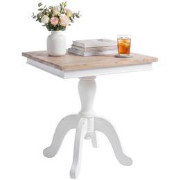 CLP Beistelltisch Holz quadratisch Lorne, Couchtisch mit Mindiholz-Platte und geschwungenen Shabby Chic Beinen, Sofatisch im Landhausstil