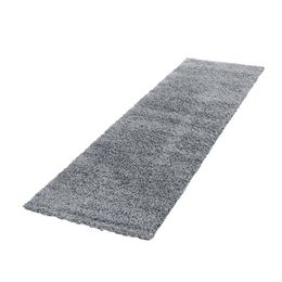 KADIMA DESIGN Hochflorteppich RHEIN, einfarbig, Hellgrau, 80 x 250 cm