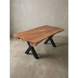 KADIMA DESIGN Esszimmertisch &ndash; Rechteckig Akazie Massivholz 200x100x77 cm Baumstammform