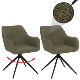 2er-Set Esszimmerstuhl MCW-O47, K&uuml;chenstuhl Armlehne, drehbar Auto-Return, Stoff/Textil (270g/m&sup2;) ~ gr&uuml;n