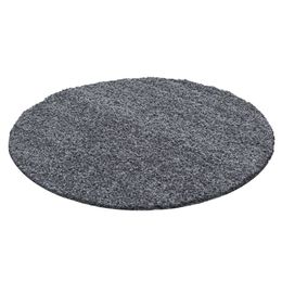 KADIMA DESIGN Teppich Hochflor RHEIN in Grau, einfarbig, &Oslash; 120 cm