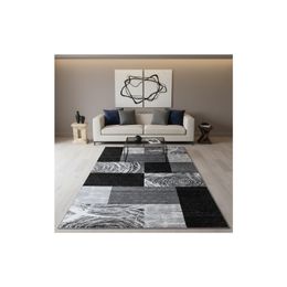 KADIMA DESIGN Kurzflorteppich DRAU, abstrakt kariert, Schwarz, 240 x 340 cm