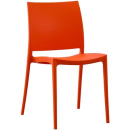 CLP Gartenstuhl stapelbar wetterfest Meton, Gartensessel mit Lehne UV-best&auml;ndig, Outdoorstuhl aus Kunststoff bis 150 kg belastbar