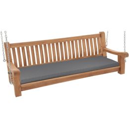 CLP Schaukelbank wetterfest Joyce mit Sitzkissen, robust massiv Teakholz, mit Armlehne und Ketten, Gartenbank f&uuml;r Terrasse und Balkon