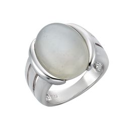 ZEEme Gemstones Ring Silber 925 rhodiniert mit echtem Mondstein 16x12mm