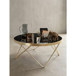 KADIMA DESIGN Couchtisch Schwarz Mattgold Glas/Metall &Oslash;82cm Modern