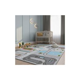 KADIMA DESIGN Kinderteppich TRAUN, mit Spielstra&szlig;en-Motiv, Grau, 120 x 170 cm