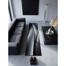 KADIMA DESIGN Kurzflorteppich INN, mit Farbverlauf, Schwarz, 80 x 300 cm