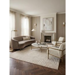 KADIMA DESIGN Kurzflorteppich ILLER, mit 3D-Design, aus Jute, Florh&ouml;he 12 mm, Beige, 140 x 200 cm