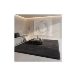 KADIMA DESIGN Hochflorteppich SALZACH, einfarbig, Grau, 160 x 230 cm