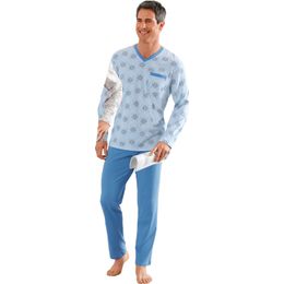 Herren Schlafanz&uuml;ge blau + bordeaux, Gr&ouml;&szlig;e 44/46