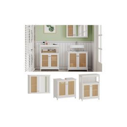 VICCO Badm&ouml;bel-Set Rosario, Wei&szlig;, moderne Serie, Badezimmer, dekorative Front, Spiegelschrank, Waschtischunterschrank, Sideboard