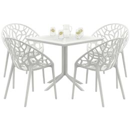 CLP Gartenm&ouml;bel-Set stapelbar Avara mit 4 St&uuml;hlen, moderne Sitzgruppe f&uuml;r Balkon, Terrasse und Garten, wetterfest aus Kunststoff